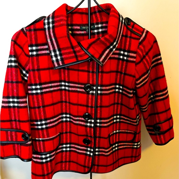 Jackets & Coats | Redblack Lined Plaid Jacket W Leather Trim | Poshmark